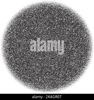 Grain circle gradient. Stippled round shape. Radial stochastic dotwork ...