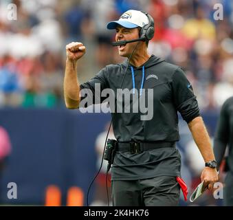 Los Angeles Chargers head coach Jim Harbaugh coaches against the Las ...