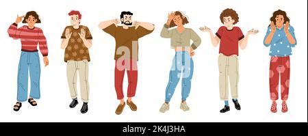 Negative gestures. Finger language, non verbal communication Stock ...