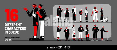 Multiracial diverse people side view. Multicultural crowd persons in ...