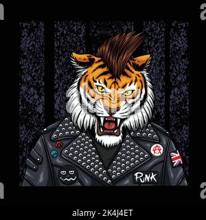 punk head mascot vector illustration cartoon style Stock Vector Image ...