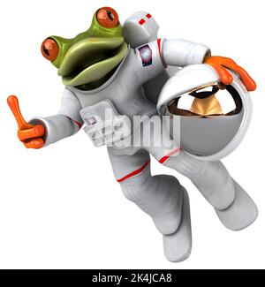 Fun 3D cartoon illustration of a comsmonaut frog Stock Photo - Alamy