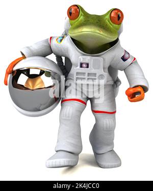Fun 3D cartoon illustration of a comsmonaut frog Stock Photo - Alamy