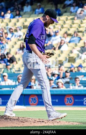 Colorado Rockies relief pitcher Daniel Bard (52) throws against the ...
