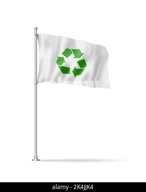 recycling symbol flag, 3D illustration, isolated on white Stock Photo ...