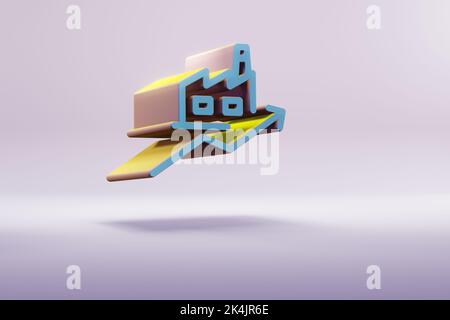 Beautiful illustration Blue Factory prices arrow UP symbol icons on a ...