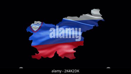 Map of Slovenia on background with flag Stock Photo - Alamy