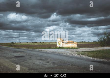 Monument to a farm for growing cattle (cows) for meat and milk. The ...
