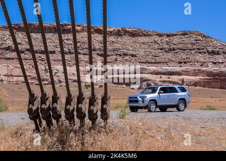 The Dewey Bridge was a wire suspension bridge built across the Colorado ...