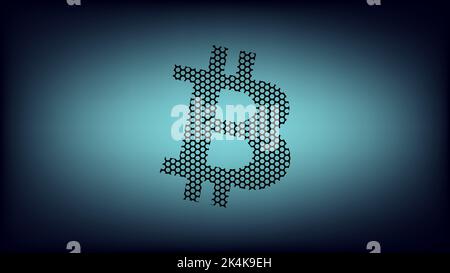 Bitcoin BTC sign silhouette from holey mesh isolated on white ...