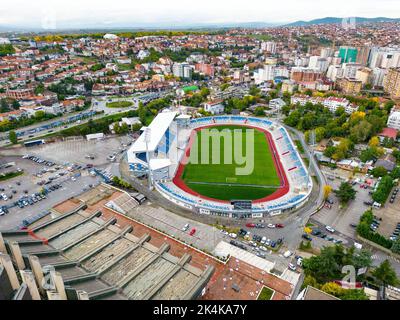 Fadil Vokrri Stadium. Pristina City Aerial View, Capital of Kosovo ...
