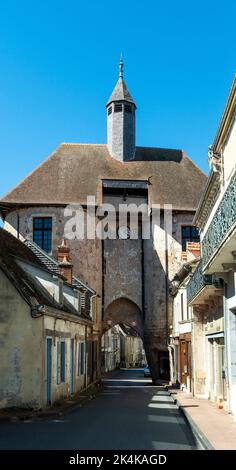 Land of Troncais, Ainay le Chateau. The clock gate. Allier department ...