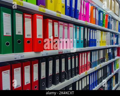 Set of color coded files and binders used by bookkeeper and accountant ...