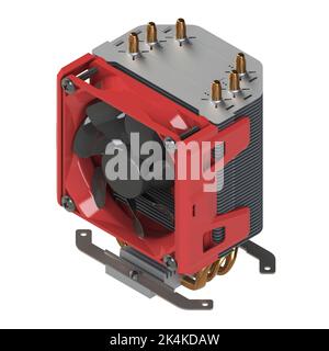 CPU cooler assembly 3D illustration isolated on white background Stock ...