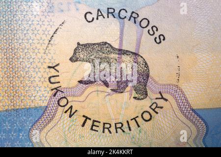 Carcross Yukon Territory - stamp in British passport Stock Photo - Alamy