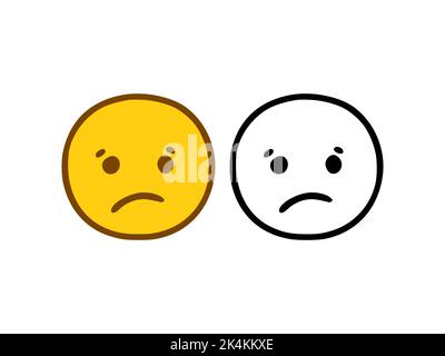 Fancy sad face doodle icon. Emoticon in hand drawn style isolated on ...