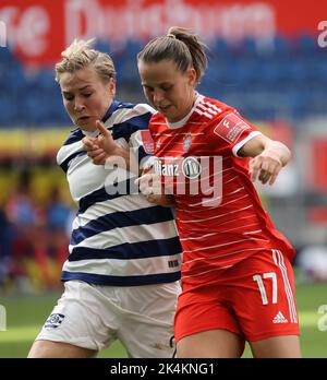 Klara Buehl of Germany compete for the ball, tackling, duel, header ...