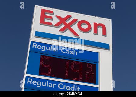 Chicago - Circa October 2022: Gas pump dispenser with five qualities of ...