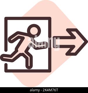Emergency exit safety sign. White running man icon on green background - left, right and stairs ...