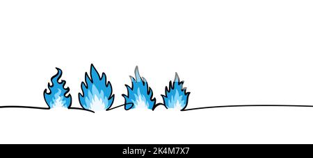 Fire or flame pictogram. Fire drawning line pattern.Cartoon vector ...