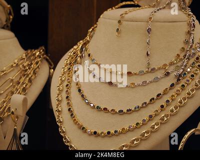 gold jewels in ponte vecchio florence shops windows Stock Photo - Alamy