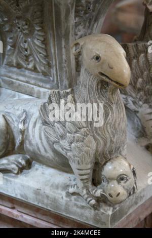 medieval (?) statue of a griffin (?) in the sant'eustorgio church in ...