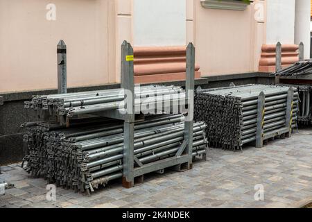 Details and elements of the stage podium. Metal frames for installation ...