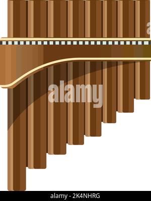 Pan flute isolated on white background. Vector cartoon close-up ...