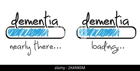 Slogan alzheimer, nearly there or loading. dementia Disease. Mind ...