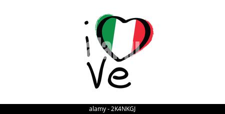 Slogan i love italy with with the Colors of italy flag. Italian slogans. Love, heart romance ...