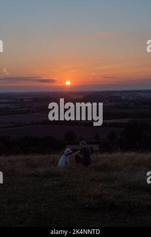 Wittenham Clumps at Sunset Stock Photo - Alamy