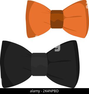 Orange bow ties, illustration, vector on a white background Stock ...