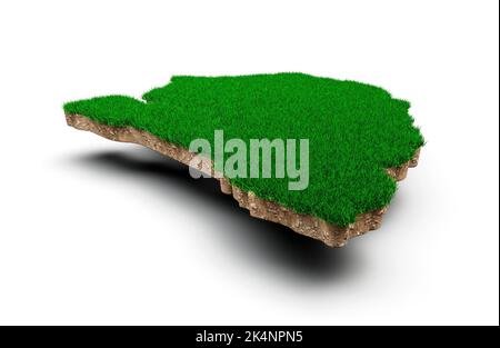 Senegal Map soil land geology cross section with green grass and Rock ...
