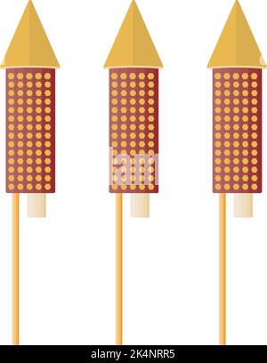 Set of firework rockets isolated on white background. Collection of ...