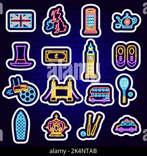 Great Britain England Neon Stickers Stock Vector Image & Art - Alamy