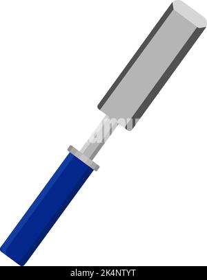 Blue chisel, illustration, vector on a white background Stock Vector ...