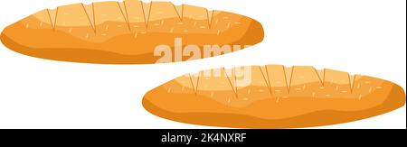 Two fresh loafs of bread, illustration, vector on a white background ...
