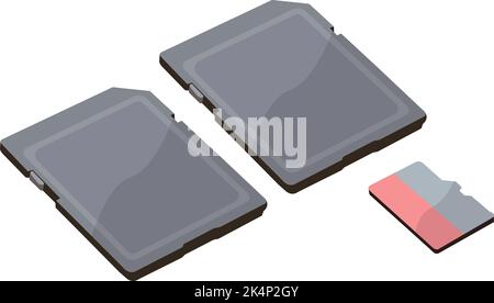 Black SD Cards, illustration, vector on a white background Stock Vector ...