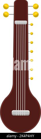 Cultural sitar, illustration, vector on a white background Stock Vector ...