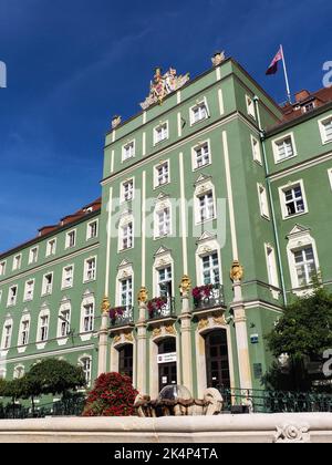 Szczecin, Poland - August 13, 2018: statue dedicated to Pope Karol ...