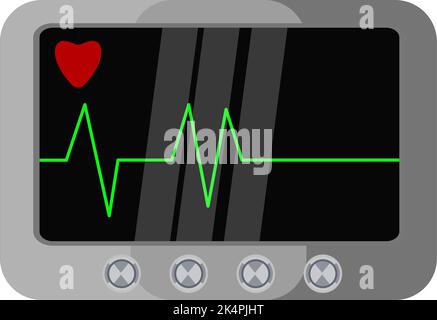 ECG machine, illustration, vector on a white background Stock Vector ...