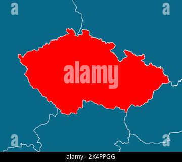 Simplified map of Czechia (Czech republic) outline, fill and stroke are ...