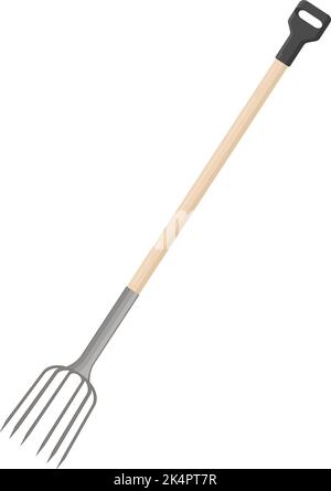 Pitchfork on white background isolated. Metal hayfork with wooden hand ...