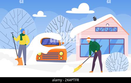 Cartoon man stuck in snow while skiing vector illustration Stock Vector ...
