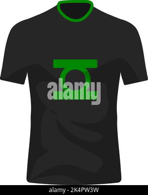 Black shirt with animation, illustration, vector on a white background ...