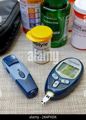 Blood sugar or blood glucose testing kit including test trips and ...