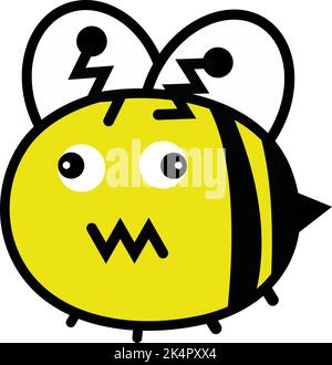 Crazy bee - cartoon illustration character isolated on grey background ...