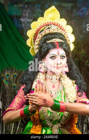 Agomoni concept photo shoot,Woman face with perfect makeup like goddess ...