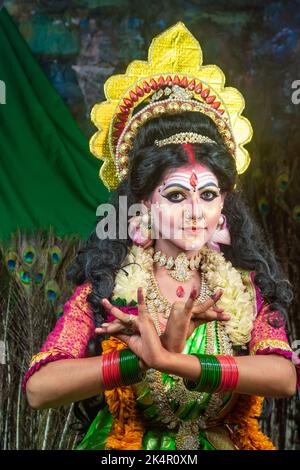 Agomoni concept photo shoot,Woman face with perfect makeup like goddess ...