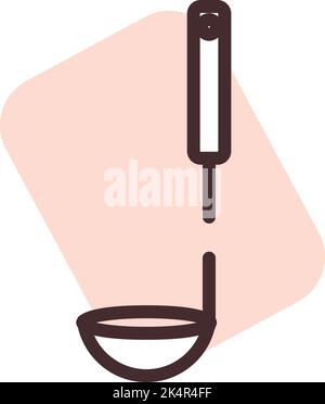 Kitchen laddle, illustration, vector on a white background Stock Vector ...